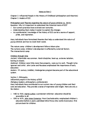 ECE class notes 2 - on early childhood education - Early Childhood ...
