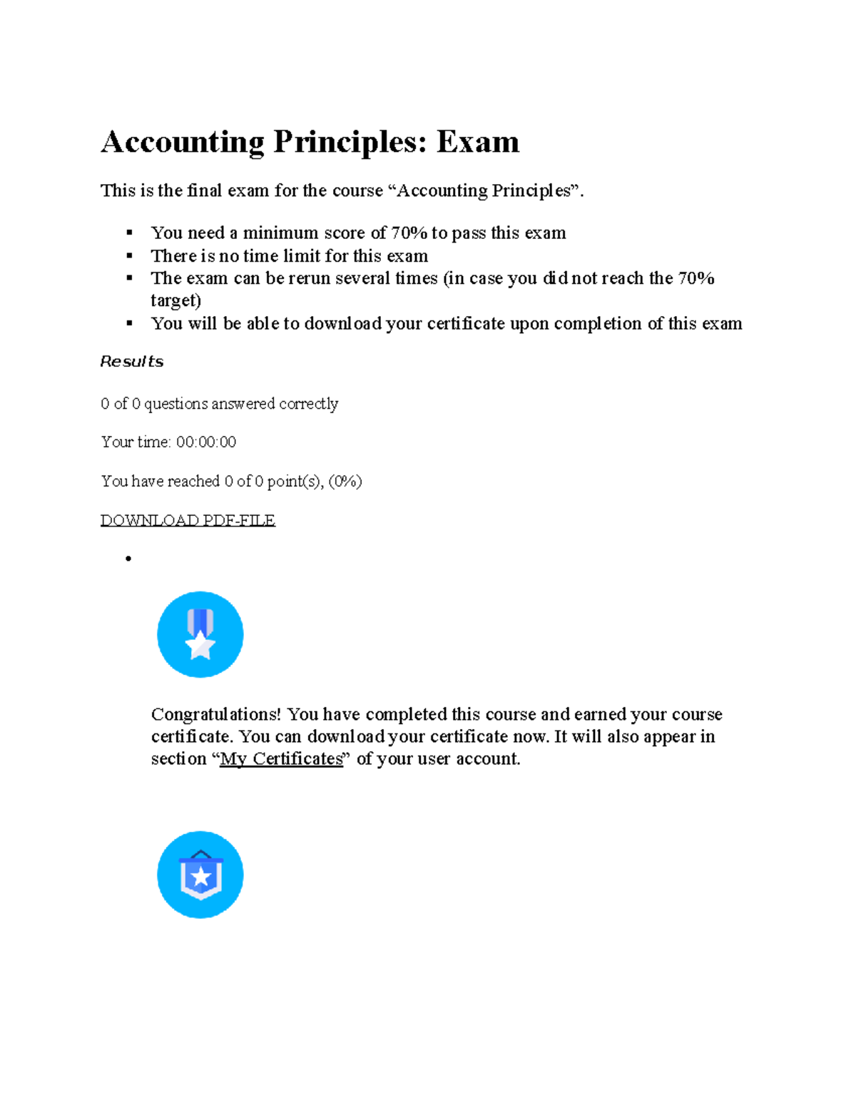 Accounting Principles Exam - Accounting Principles: Exam This is the ...
