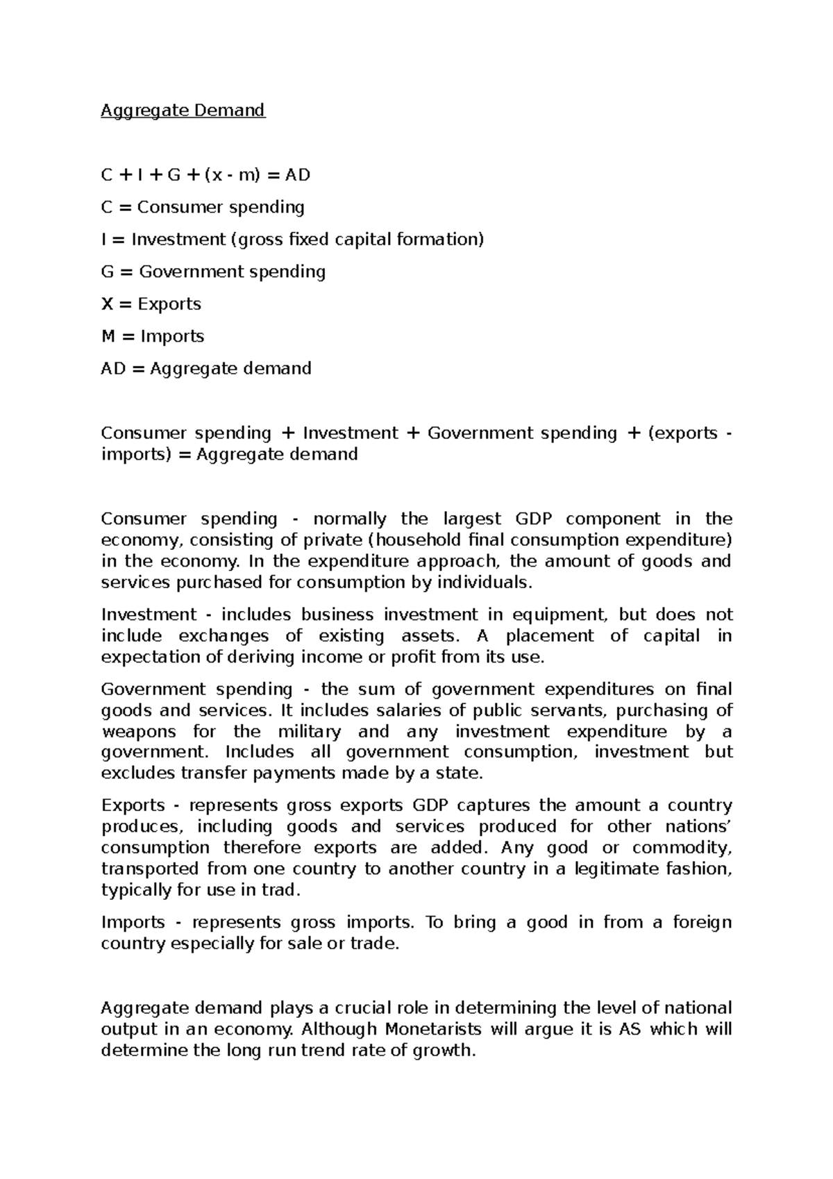 Aggregate Demand - Economics revision and helpful class notes ...