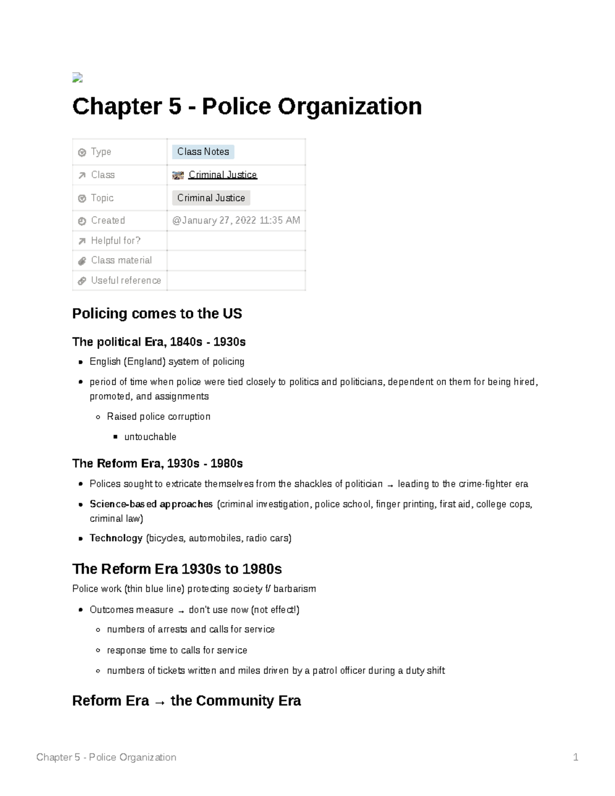 Chapter 5 - Police Organization - Chapter 5 - Police Organization Type ...