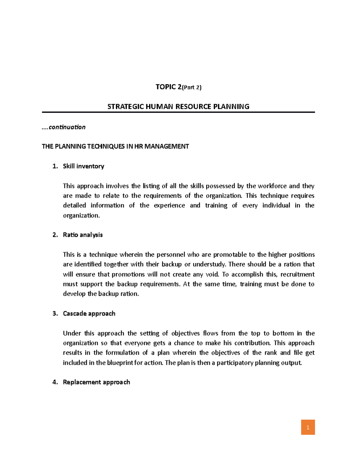 Hrm Topic 2 Strategic Human Resource Planning Part 2 Topic 2 Part 2