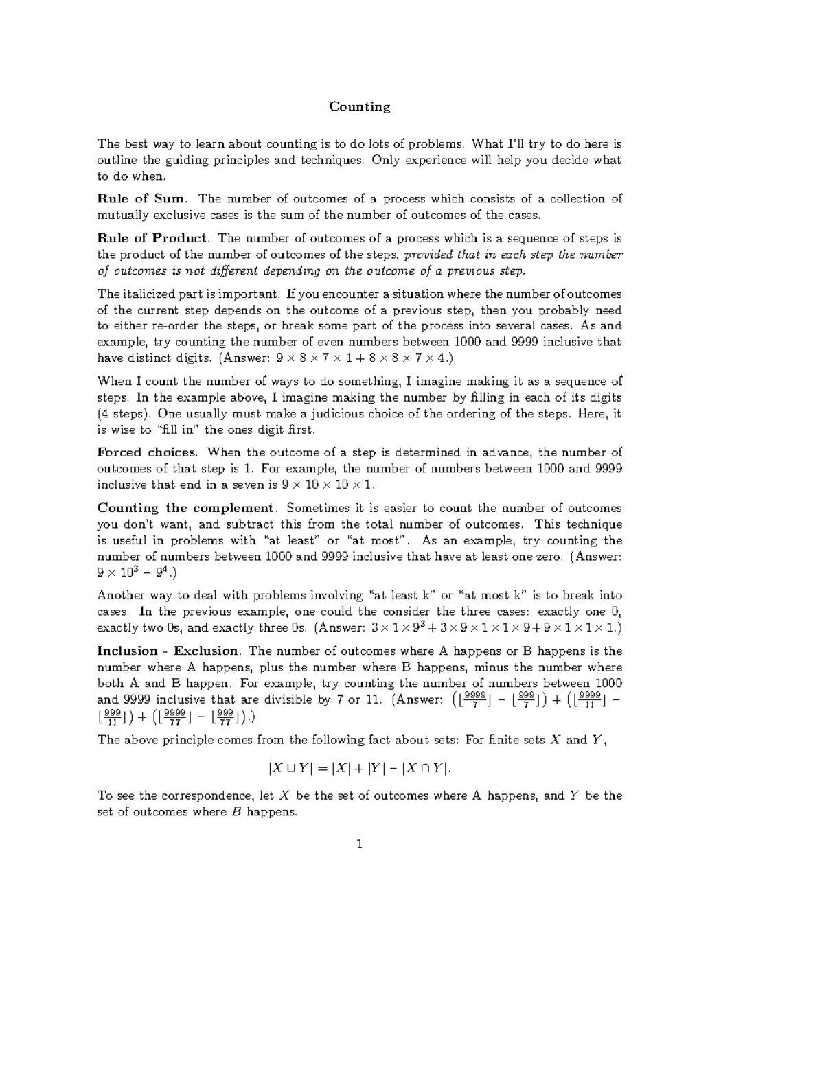 Counting Chapter 2 Notes. - Counting The best way to learn about ...