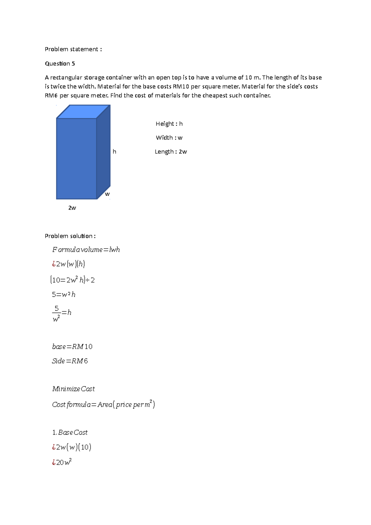 Math video - docs - Problem statement : Question 5 A rectangular ...