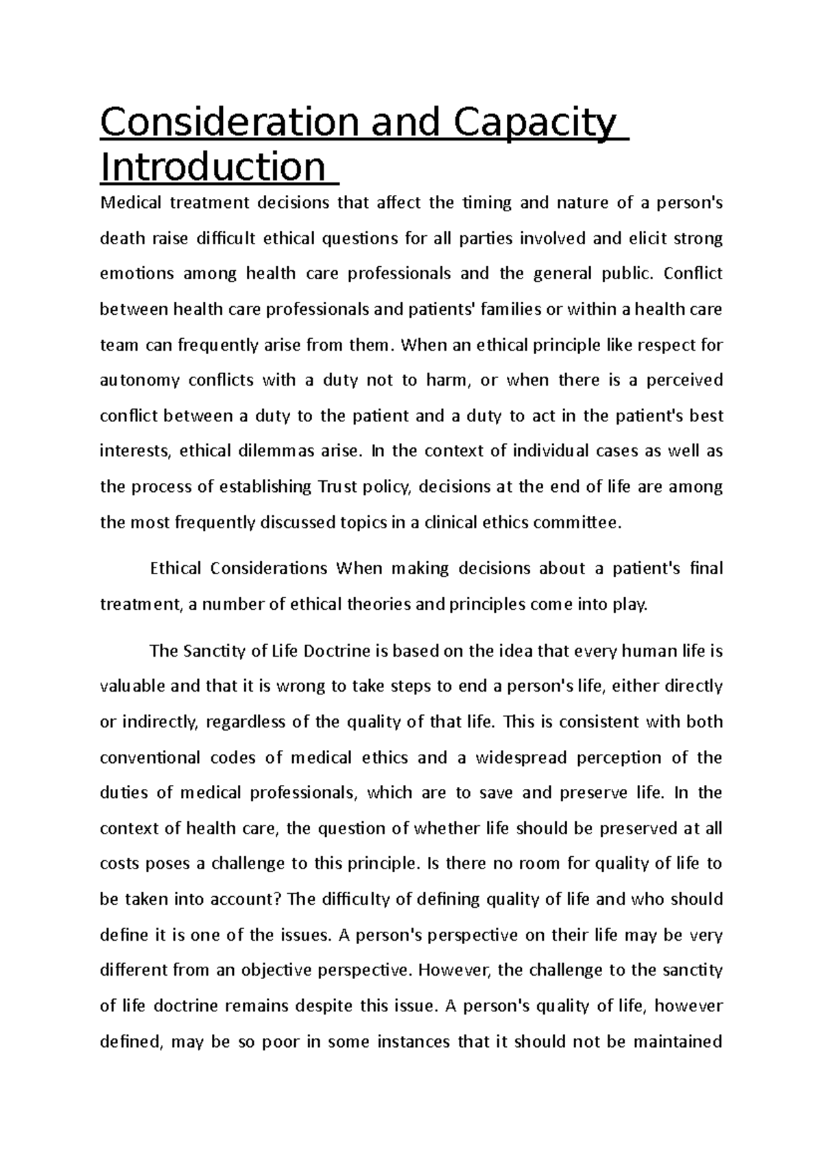 Consideration and Capacity Introduction - Consideration and Capacity ...