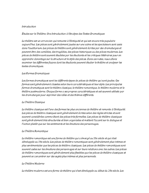 Theatre Production note study - Introduction Le Théâtre de Production: Une Introduction à la ...