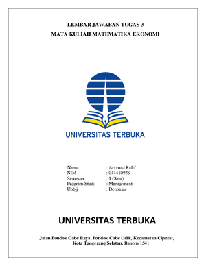 BJT Matemetika - Lembar jawaban Tugas Matematika - Matematika Ekonomi ...