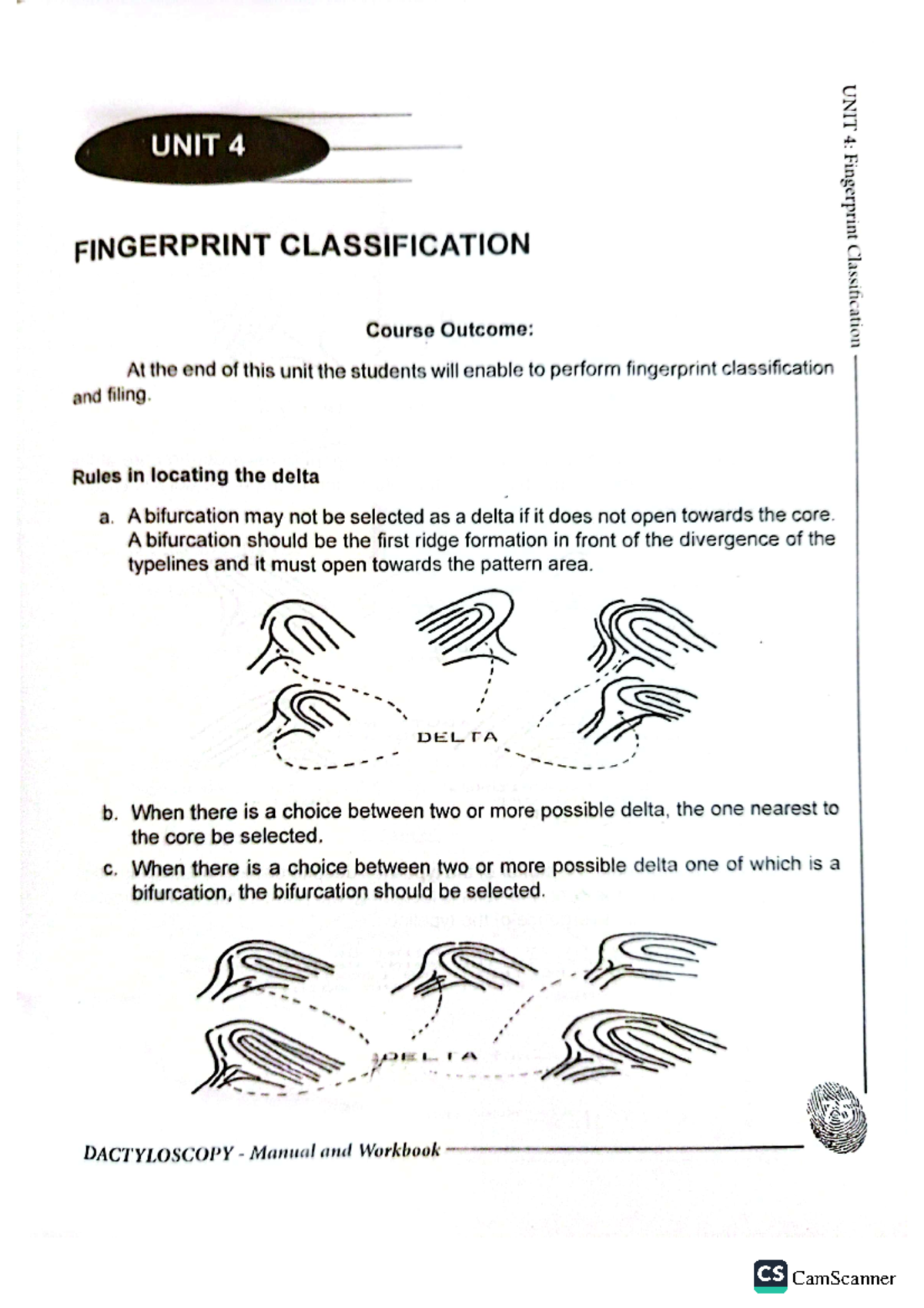 Rules in Locating the Delta - UNIT 4 FINGERPRINT CLASSIFICATION Course ...