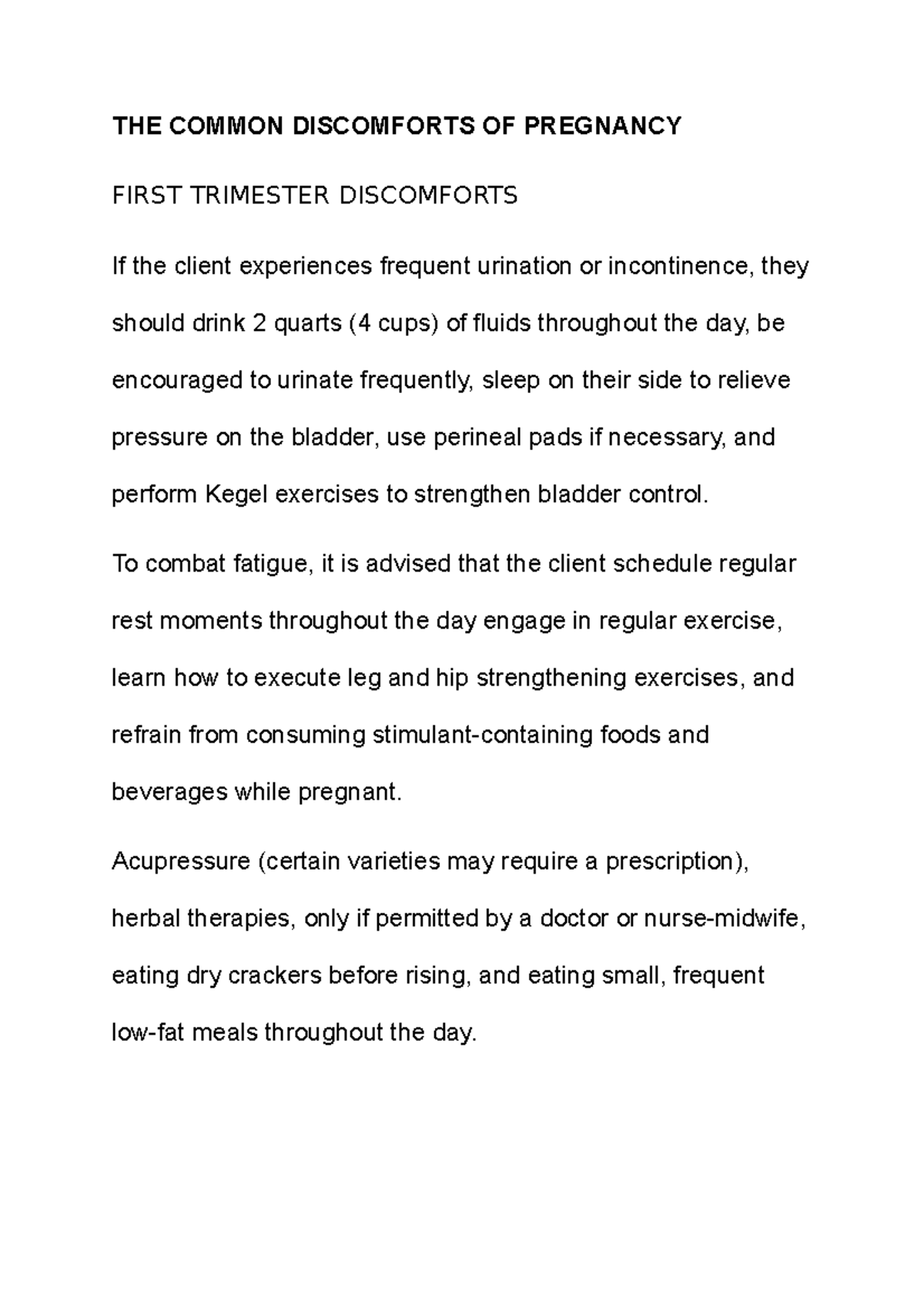 THE Common Discomforts OF Pregnancy - THE COMMON DISCOMFORTS OF ...