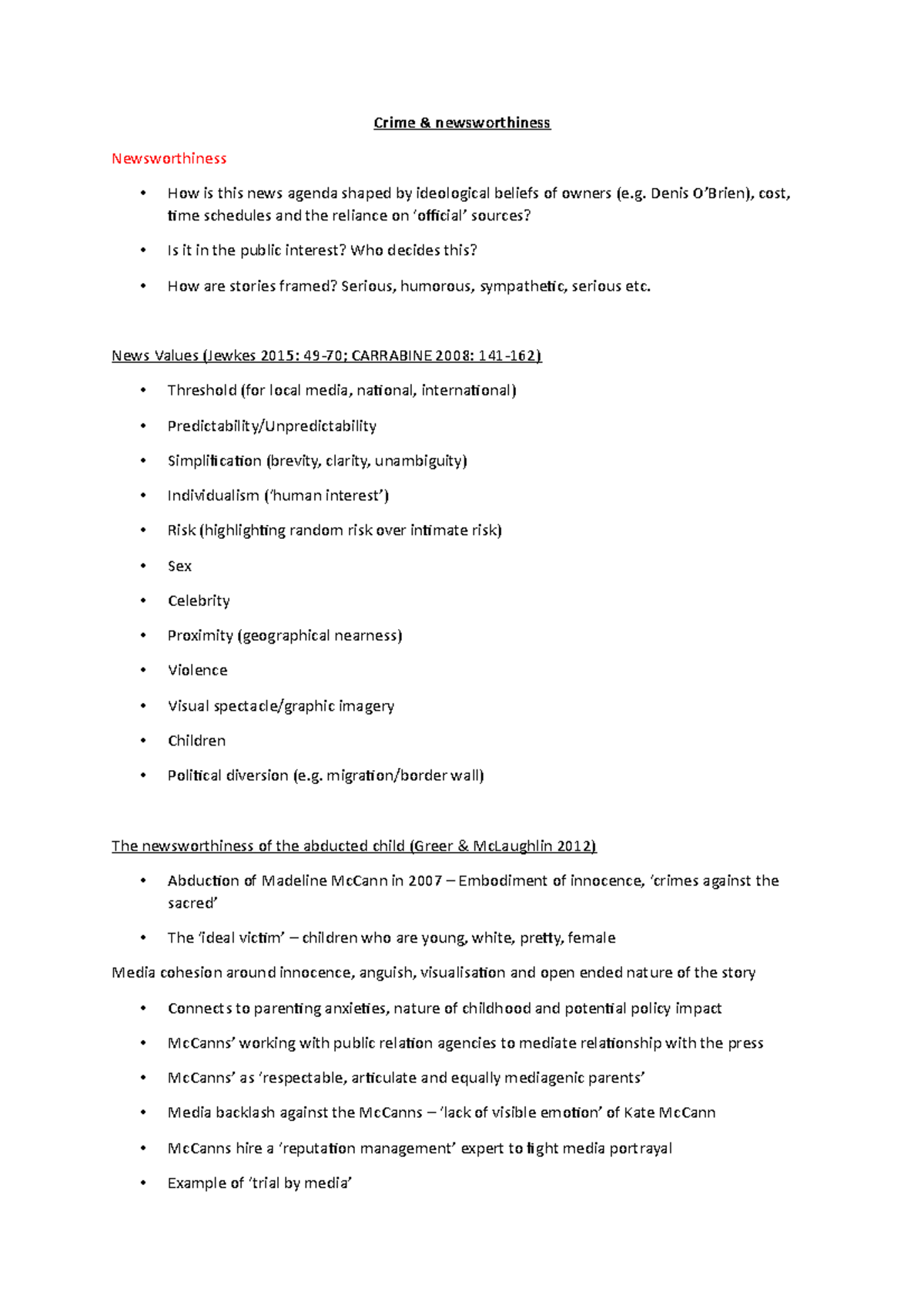 Crime and newsworthiness - Crime & newsworthiness Newsworthiness How is ...