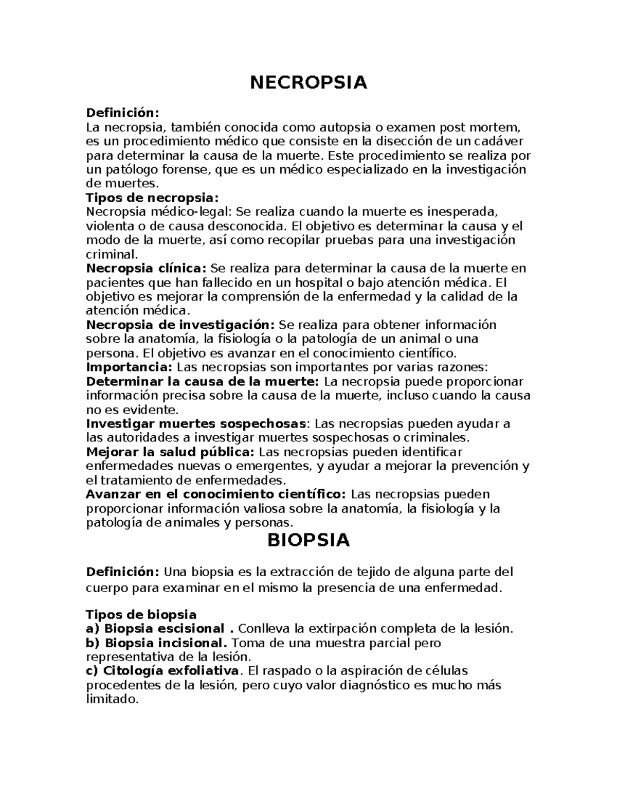 Necropsia y Biopsia - TAREA CON IMAGENES - NECROPSIA Definición: La ...