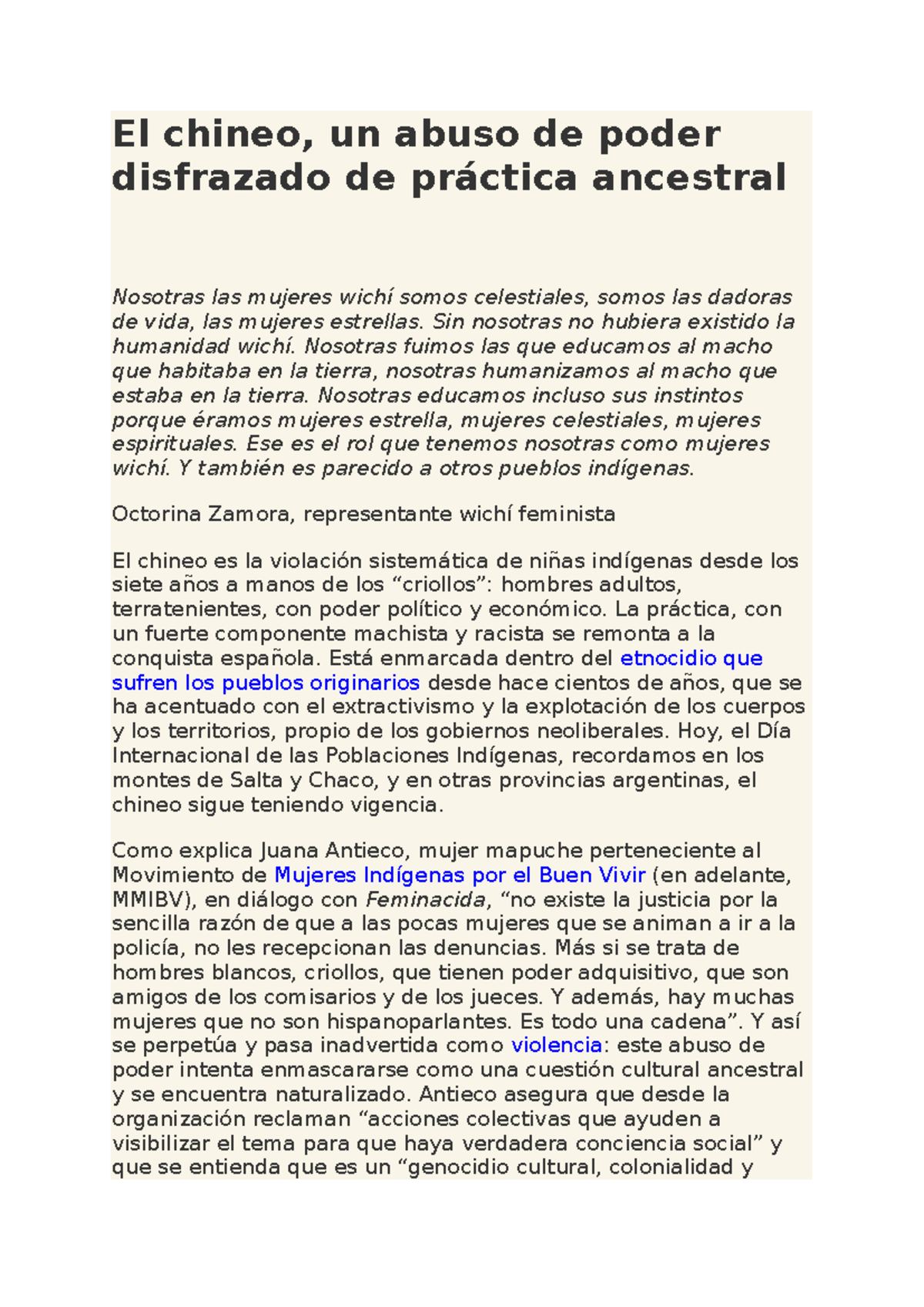 Parcial sociiologia - El chineo, un abuso de poder disfrazado de ...