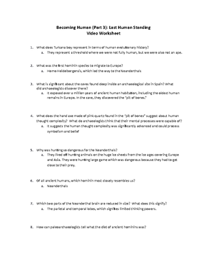Becoming Human Part I - Video worksheet! - Becoming Human Part I ...