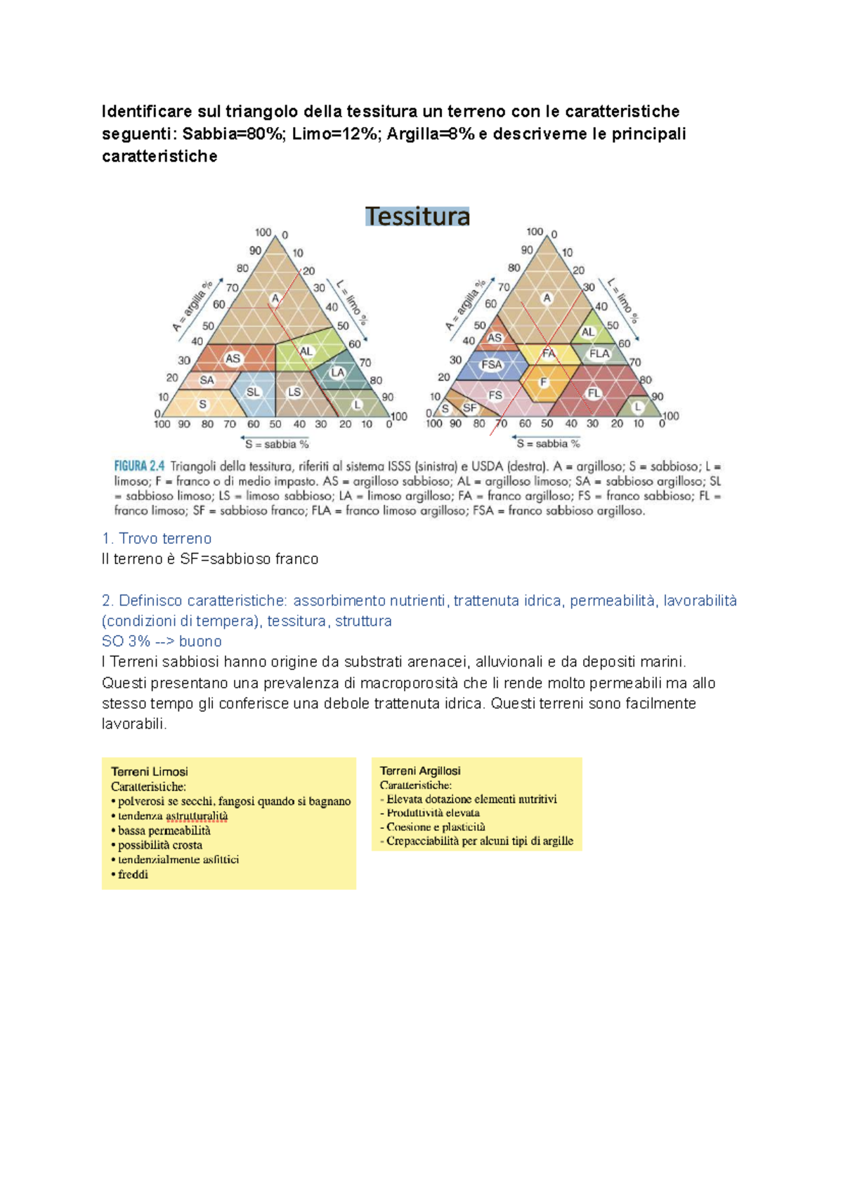 Esercizi dell'Esame - Identificare sul triangolo della tessitura un ...