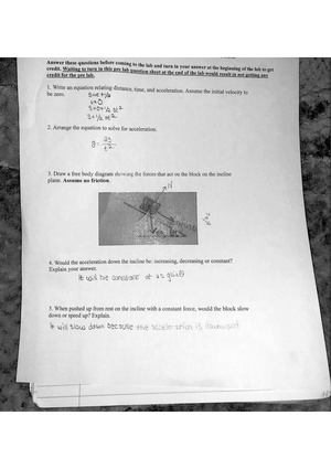Lab report 7 physics - Name Class Section Lab Report 7 (16 points) To get credit, always show ...