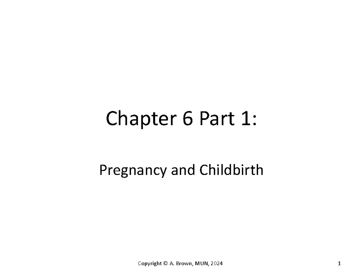 Chapter 6 lecture slides - Chapter 6 Part 1: Pregnancy and Childbirth ...