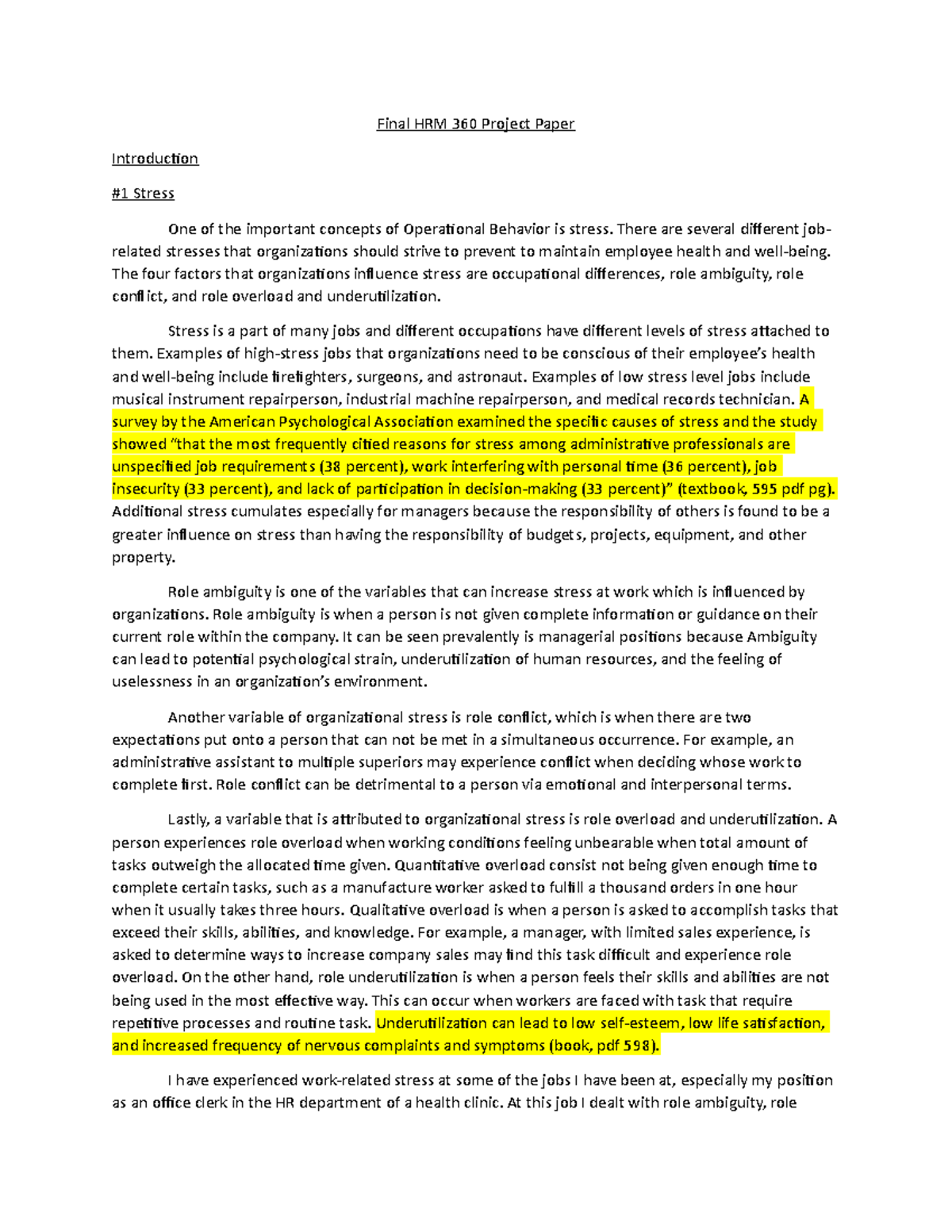 Final HRM 360 Project Paper - Final HRM 360 Project Paper Introduction ...