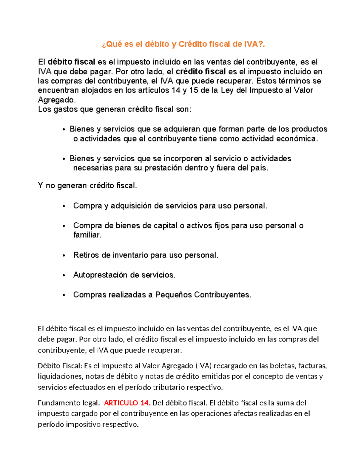 Tributosdeldercho - ¿Qué es el débito y Crédito fiscal de IVA?. El ...