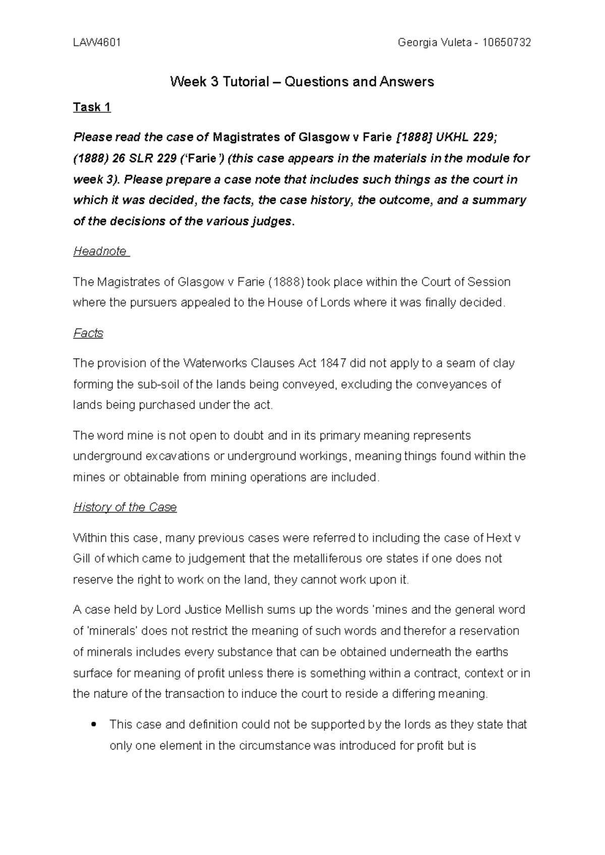 Week 3 Tutorial - lalalalalal - Week 3 Tutorial – Questions and Answers Task 1 Please read the ...