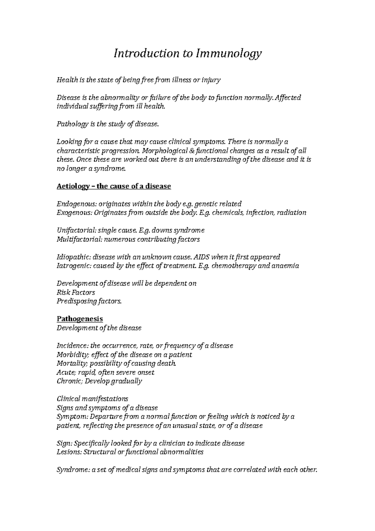 Infectious Disease - Lecture notes Semester 1 of 2nd year ...