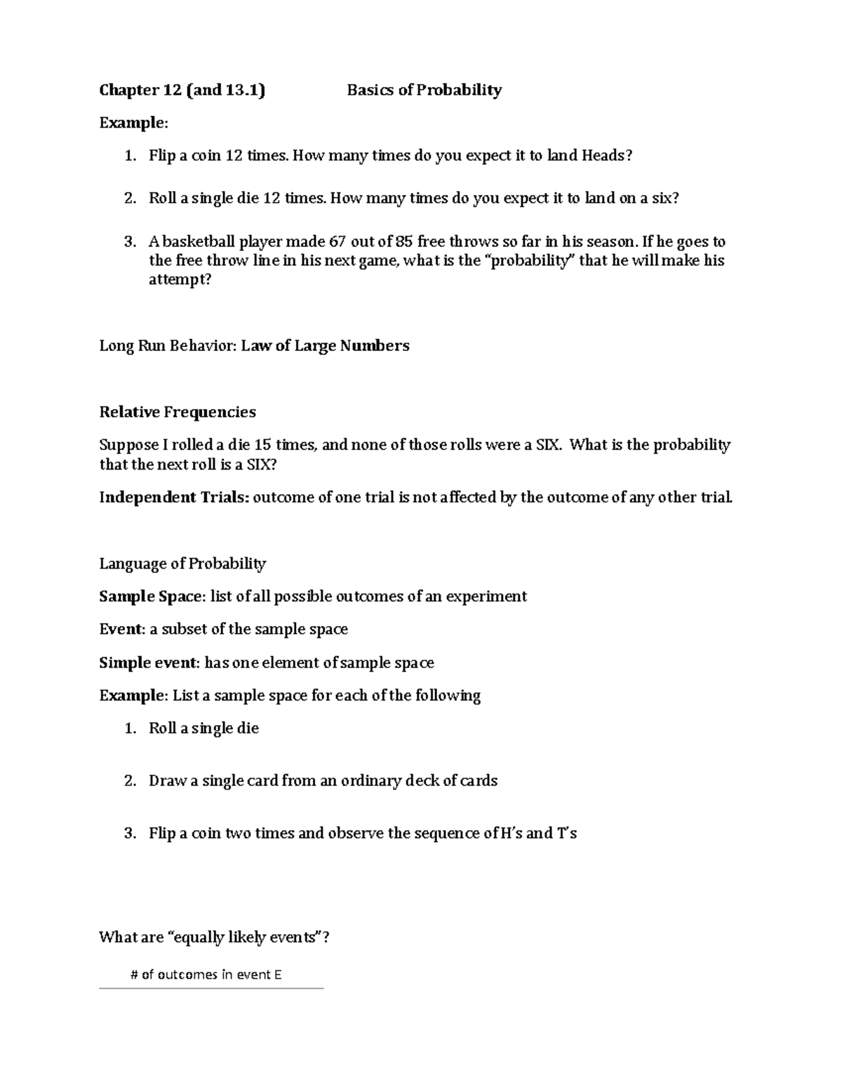 Statistical Methods Chapter 12 Notes - Chapter 12 (and 13) Basics of ...