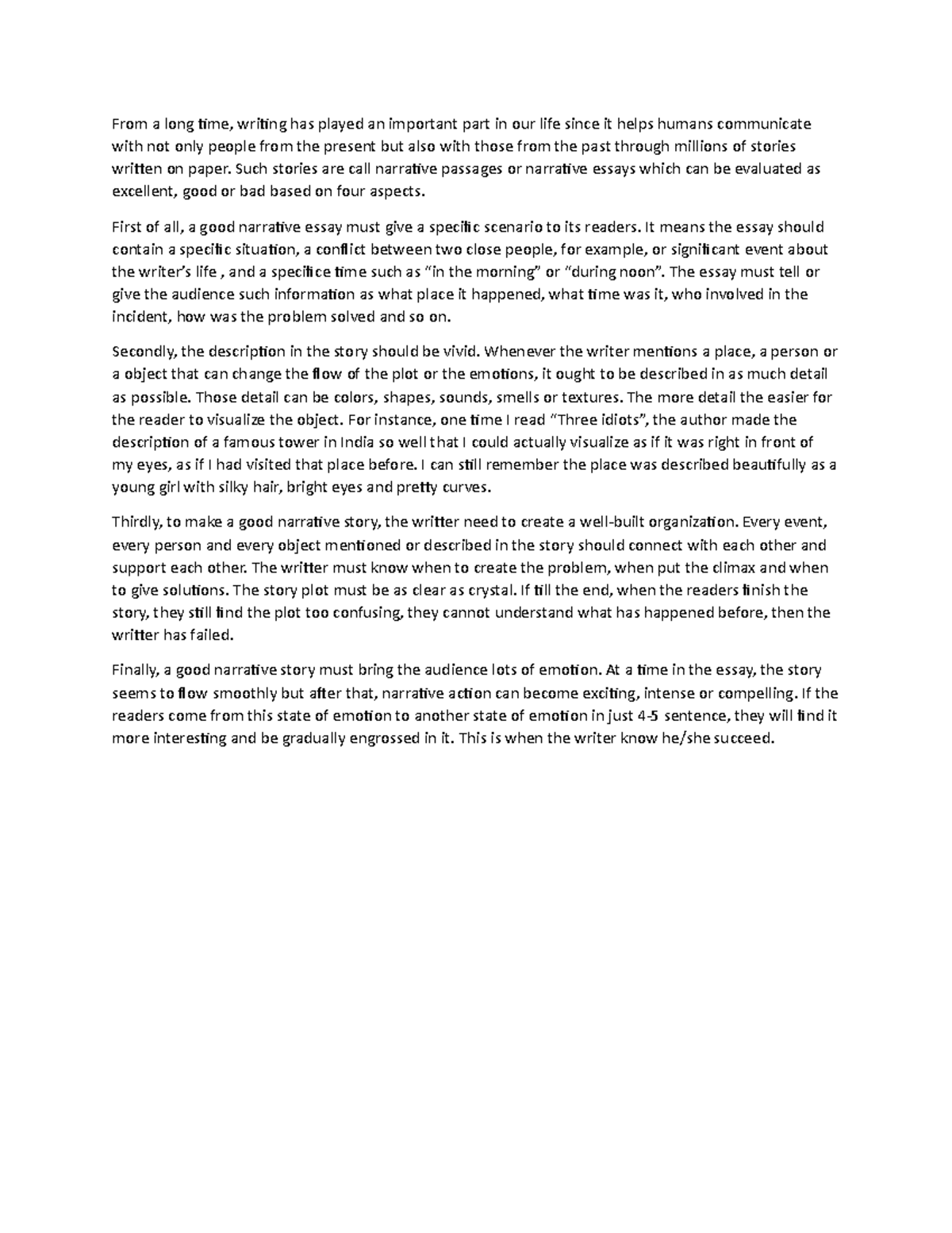 Aspects of Writing - From a long time, writing has played an important ...