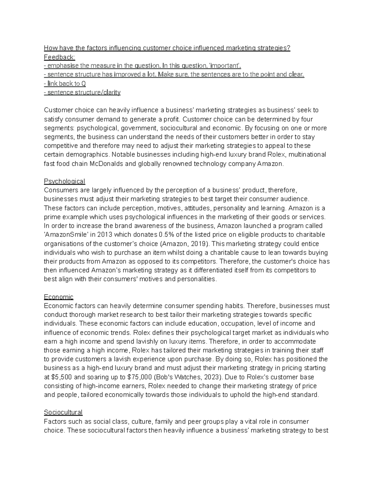 BST Marketing Essay Prep (Consumer Choice+Marketing Strat) - How have ...