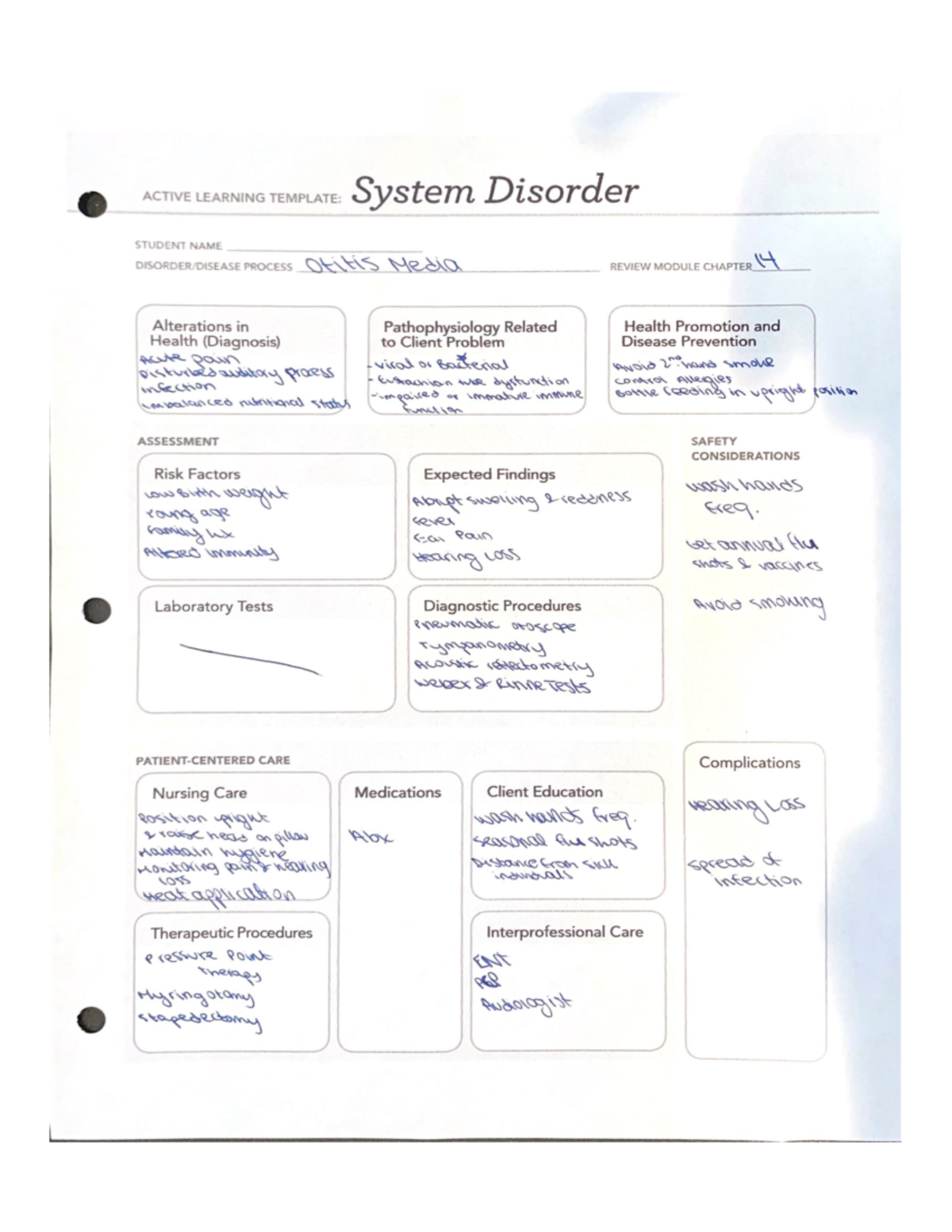 152 Otitis Media Ati Sheet - NSG 152 - Studocu