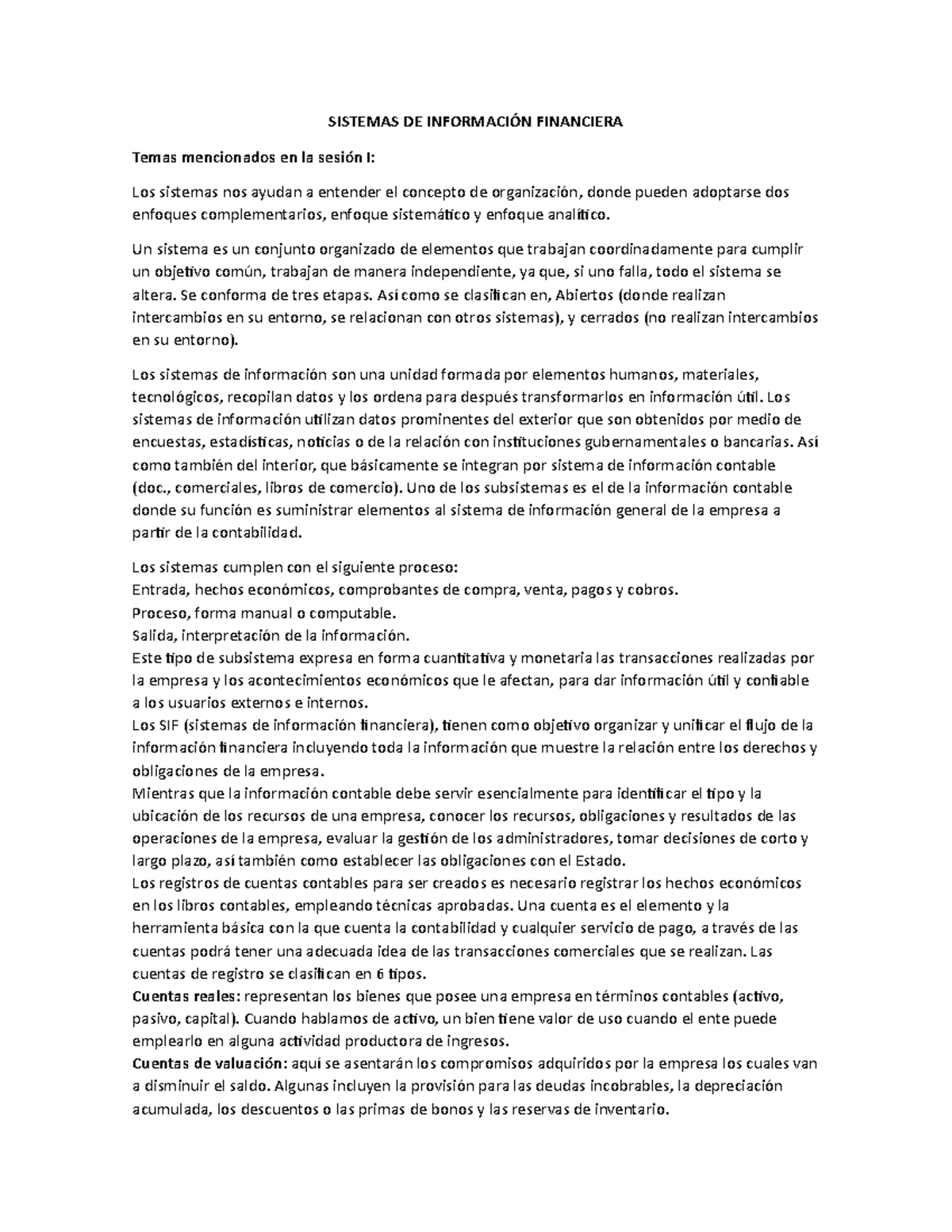 Sistemas DE Información Financiera Resumen Secion I Y II - SISTEMAS DE ...