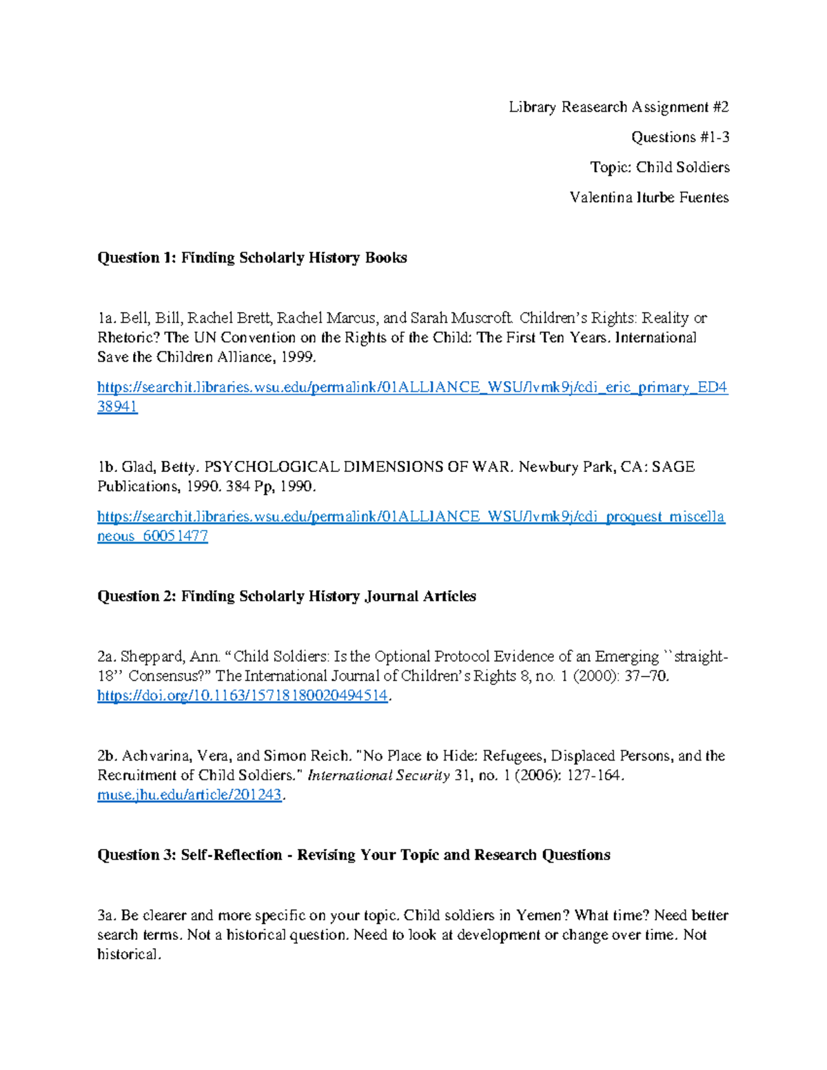 Library Research Assigment 2 - Bell, Bill, Rachel Brett, Rachel Marcus ...