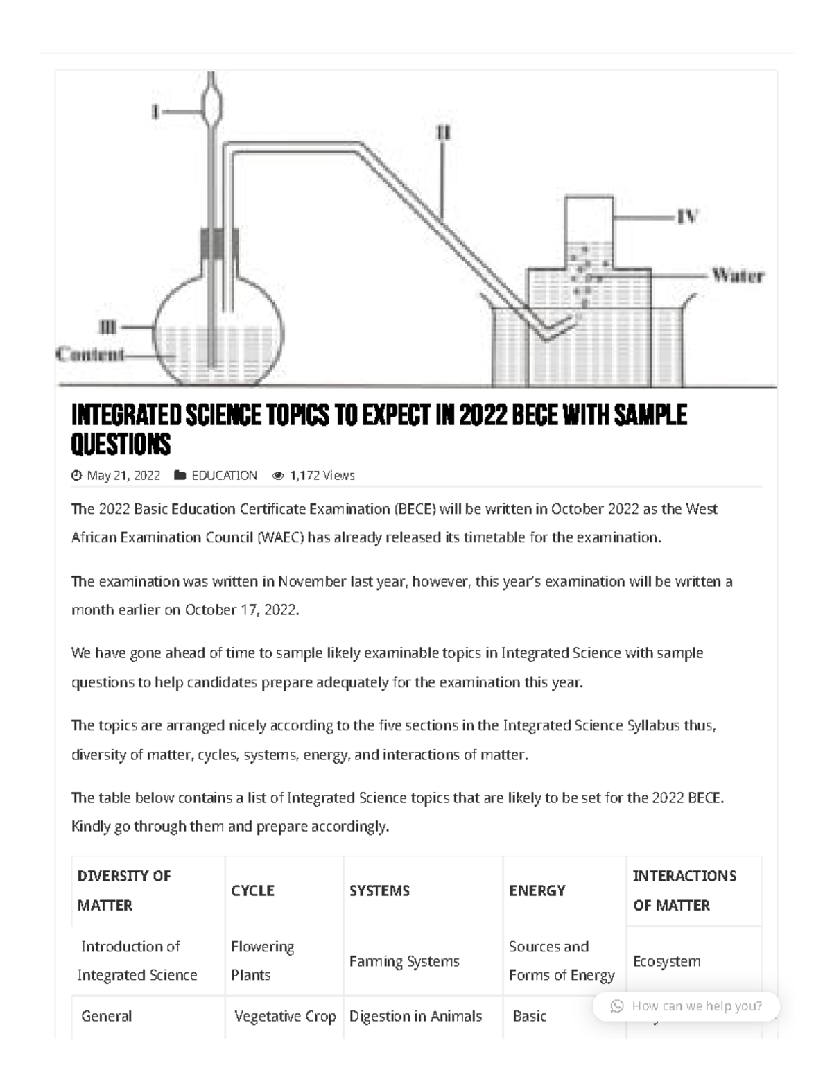 Integrated Science Topics to Expect in 2022 BECE with Sample Questions ...