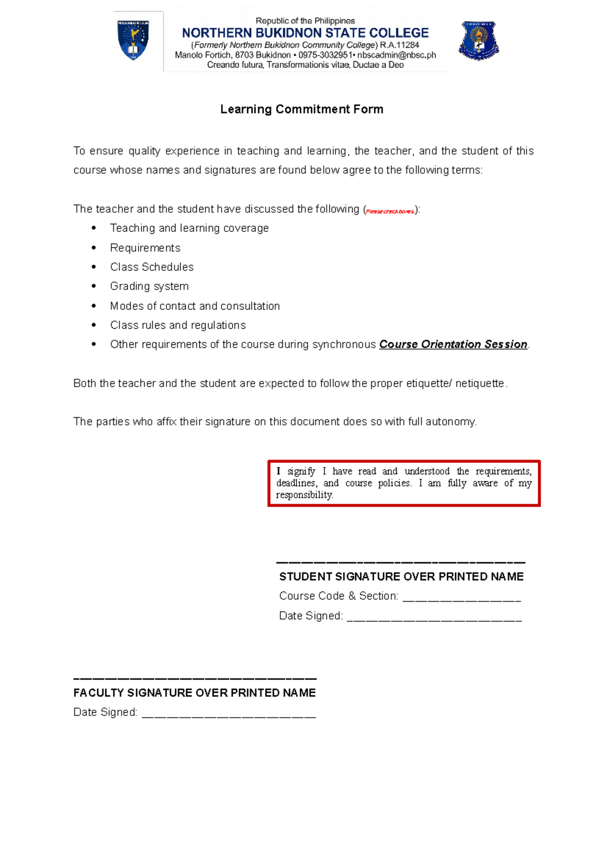 TEP Learning-Commitment-Form - Learning Commitment Form To ensure ...