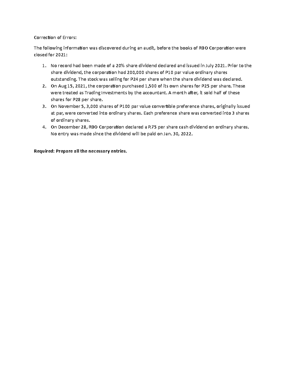 Correction-of-Errors - Correction of Errors: The following information ...