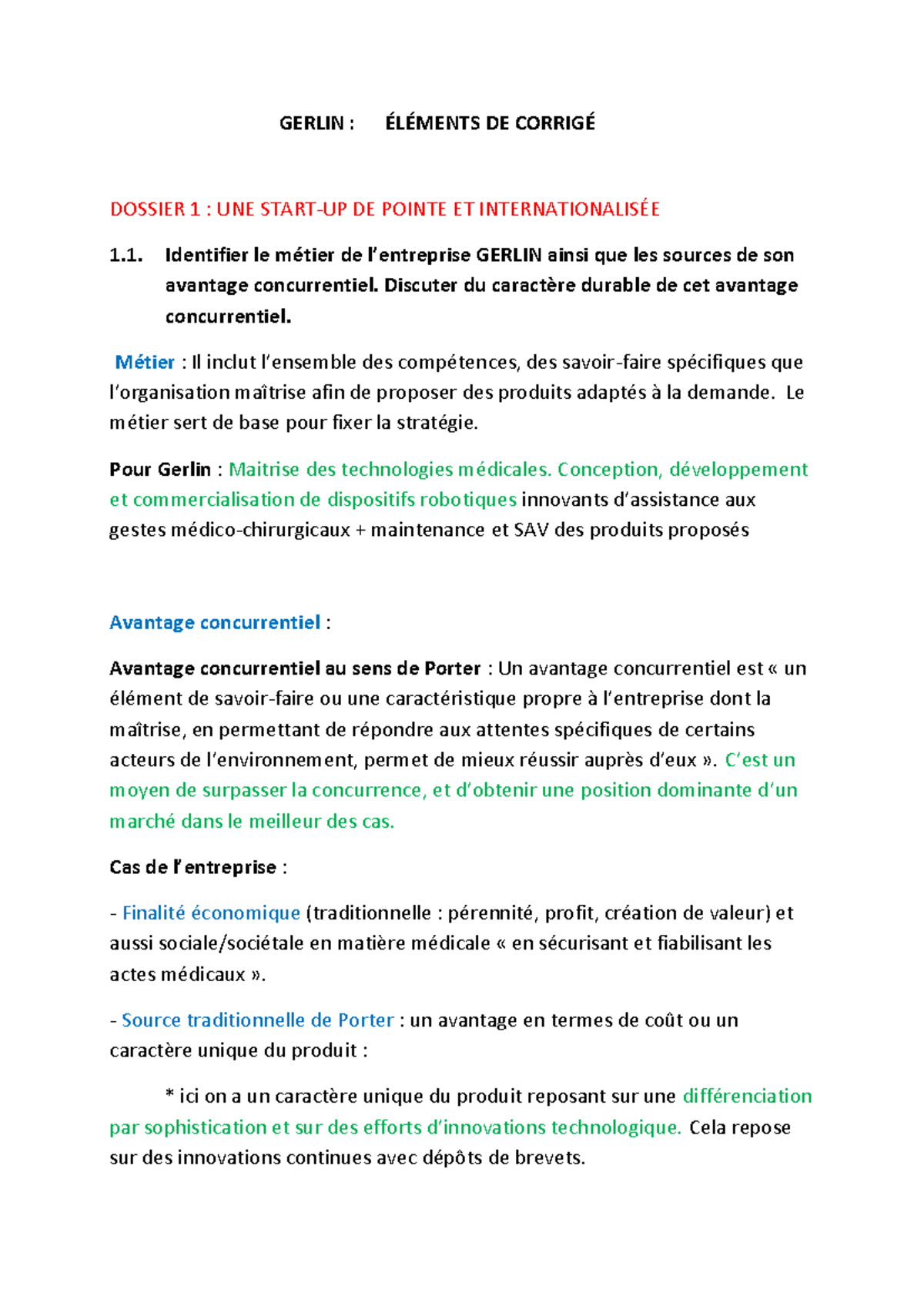 Gerlin HEC2018 corrig Ã© en word - GERLIN : ÉLÉMENTS DE CORRIGÉ DOSSIER 1 : UNE START-UP DE ...
