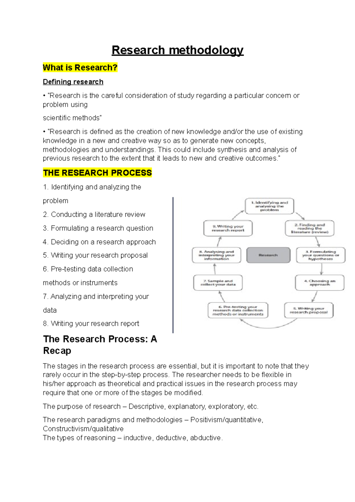 Research methodology - notes - Research methodology What is Research ...