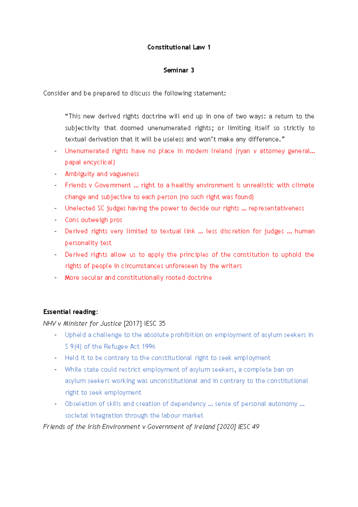 Seminar 3 2022 - Constitutional Law 1 Seminar 3 Consider and be ...