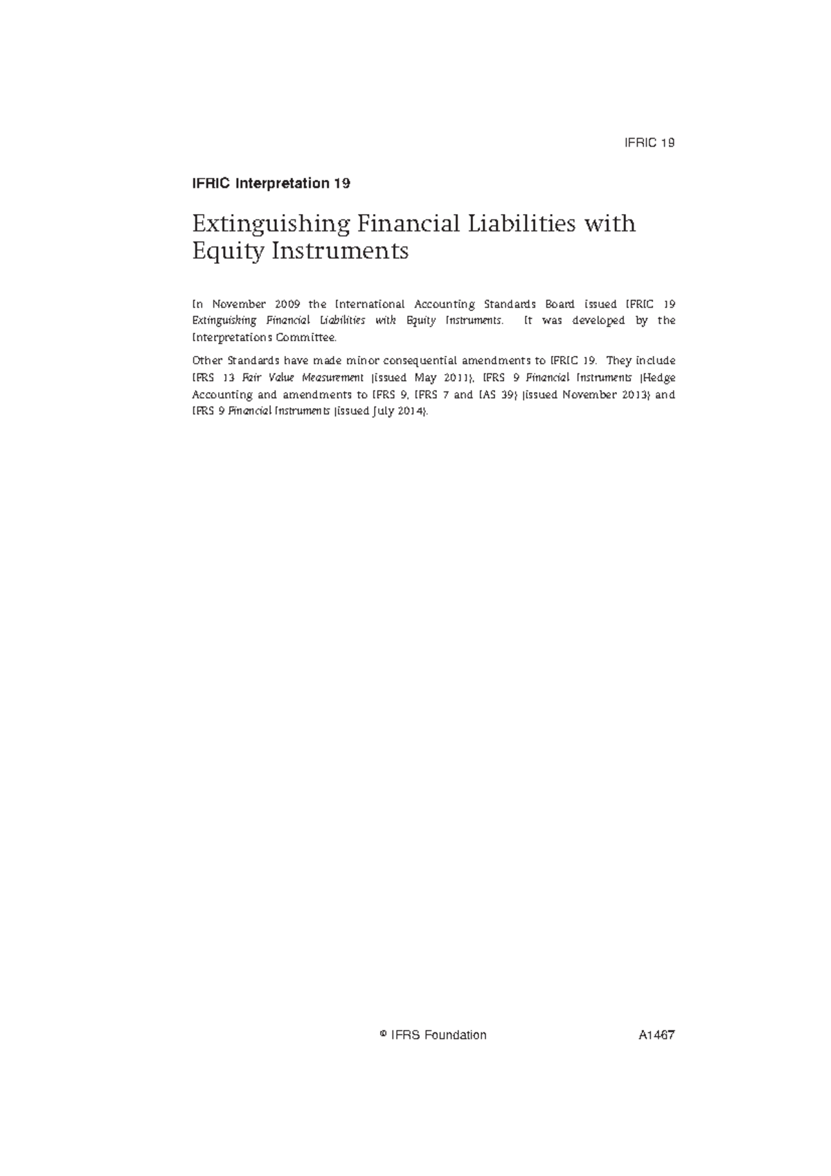 Ifric 19 - International Financial Reporting Interpretations Committee ...