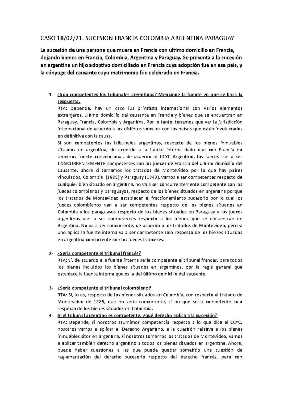 CASO 18-02-21 - asdfg ghjklñ fghjk ghjkl - CASO 18/02/21. SUCESION ...
