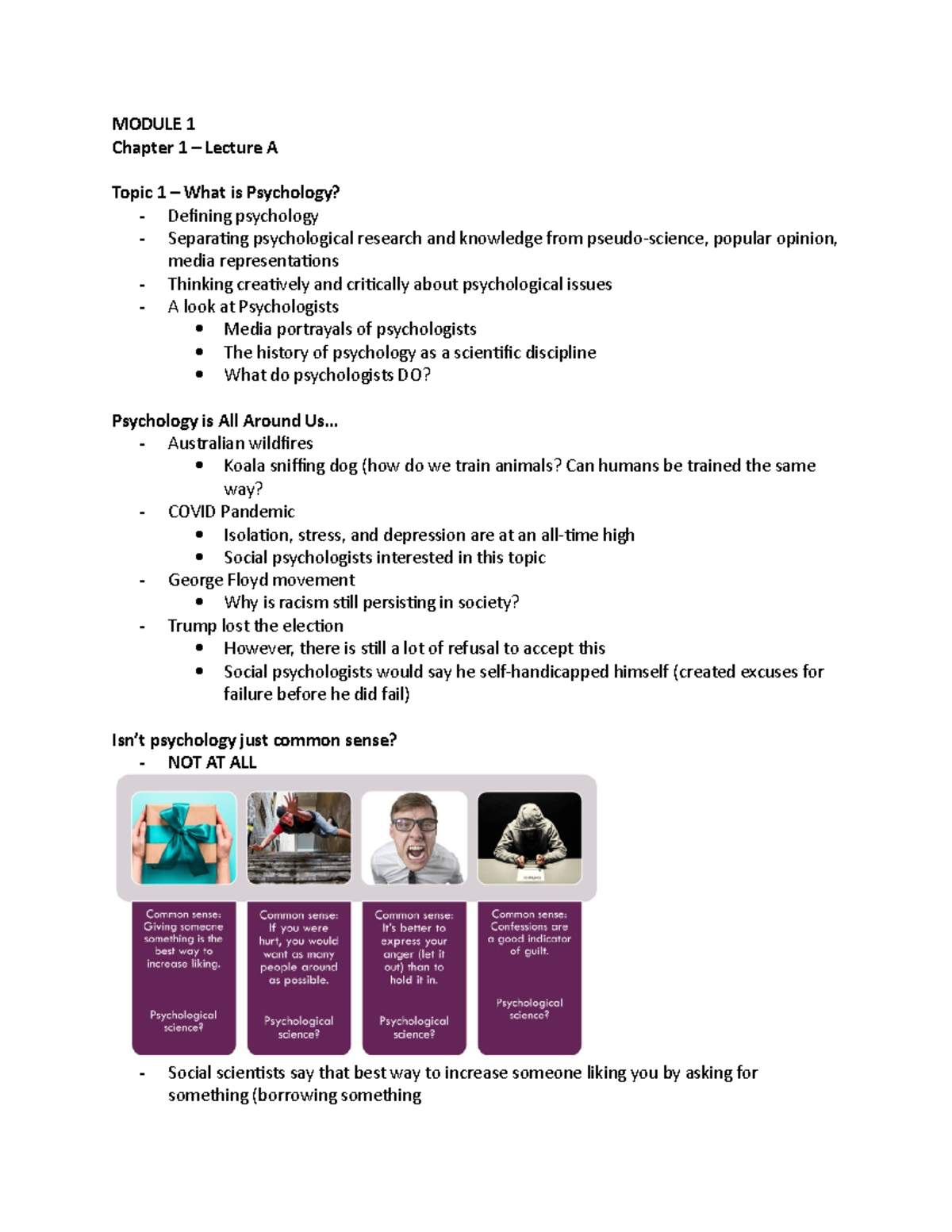 PSY 121 - Letture notes - MODULE 1 Chapter 1 – Lecture A Topic 1 – What ...