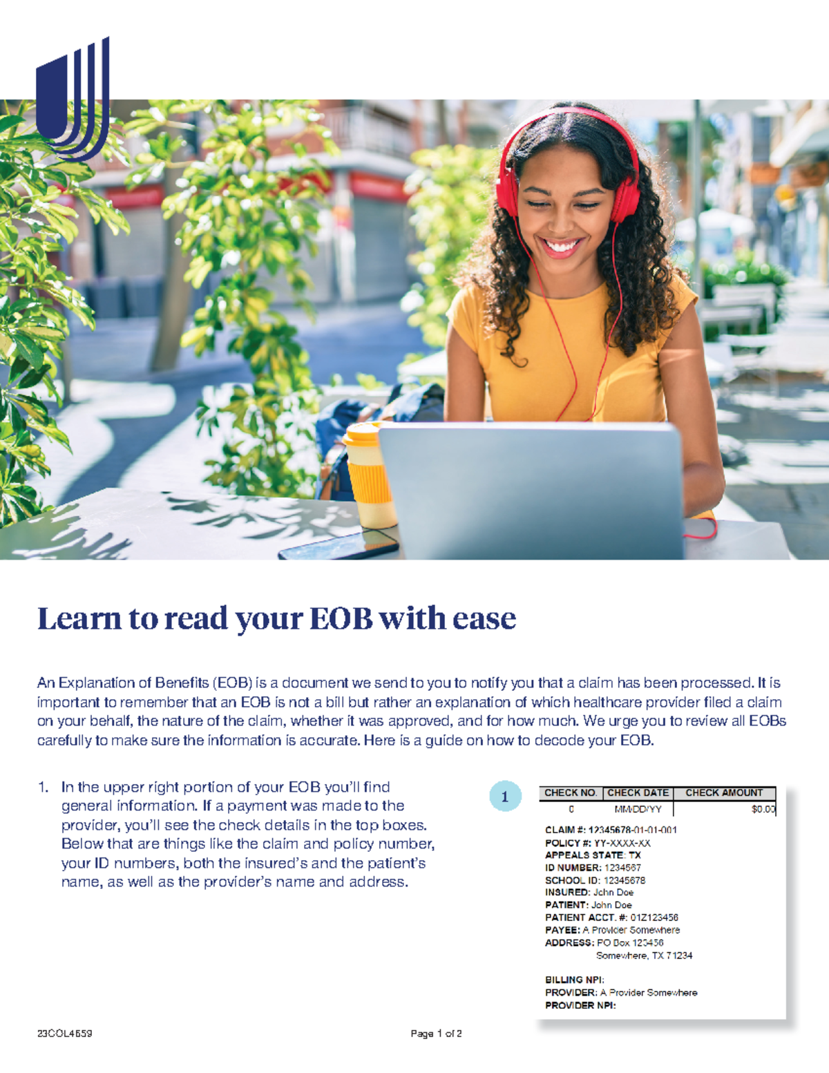 Uhcsr How to Read an EOB - EOB - 23COL Learn to read your EOB with ease ...