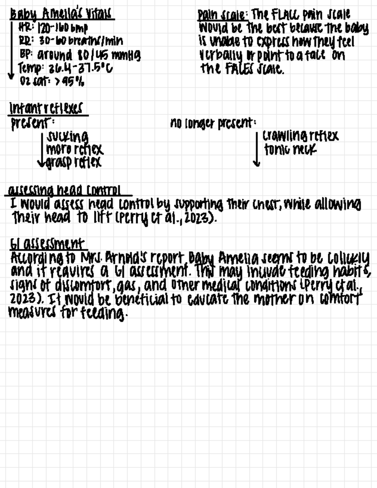 Case Study 1 434 - Baby Amelia's Vitals Pain Scale : The FLACC pain ...