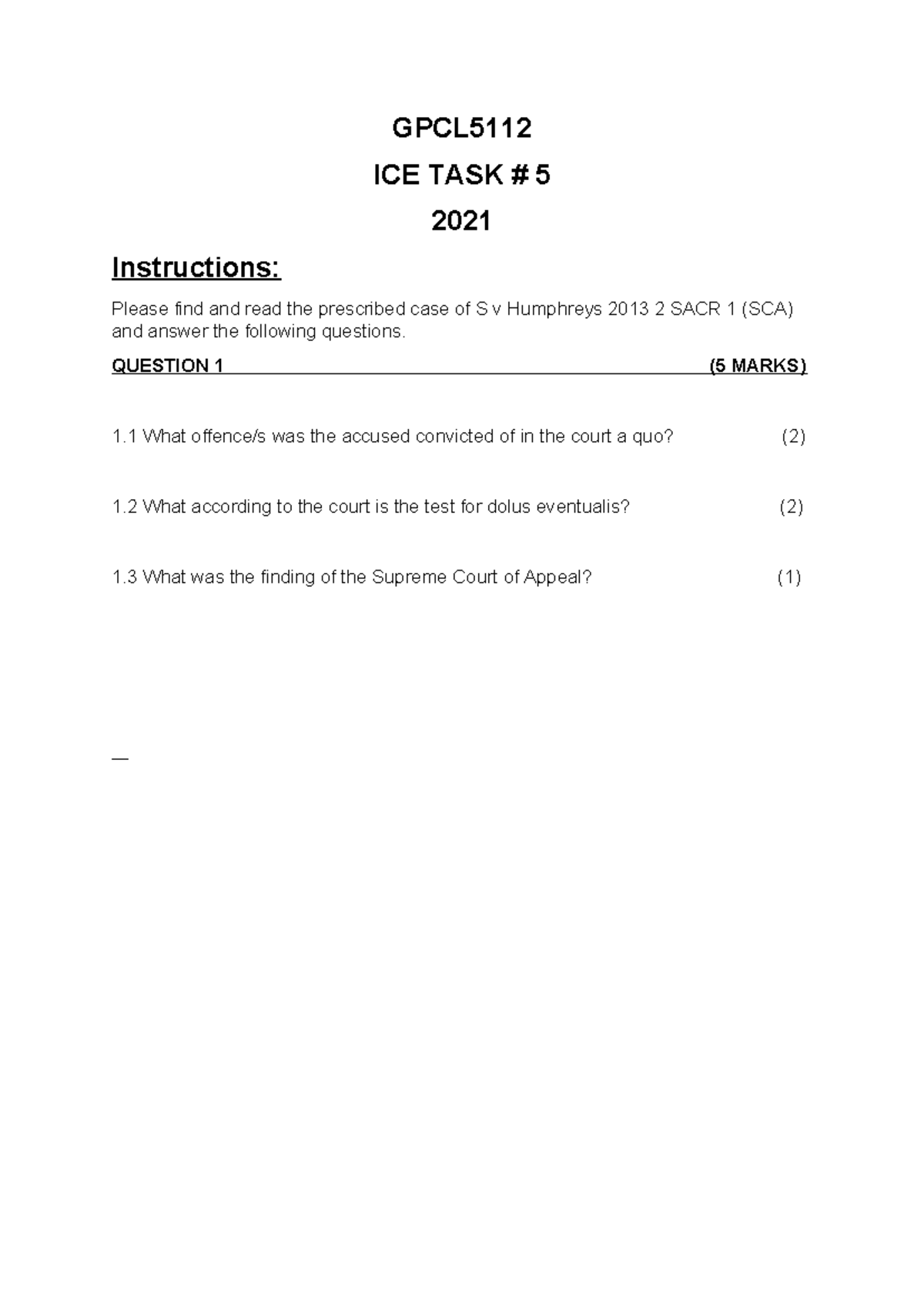 GPCL 5112 ICE TASK # 5 2021 - GPCL5112 - GPCL ICE TASK # 5 2021 ...