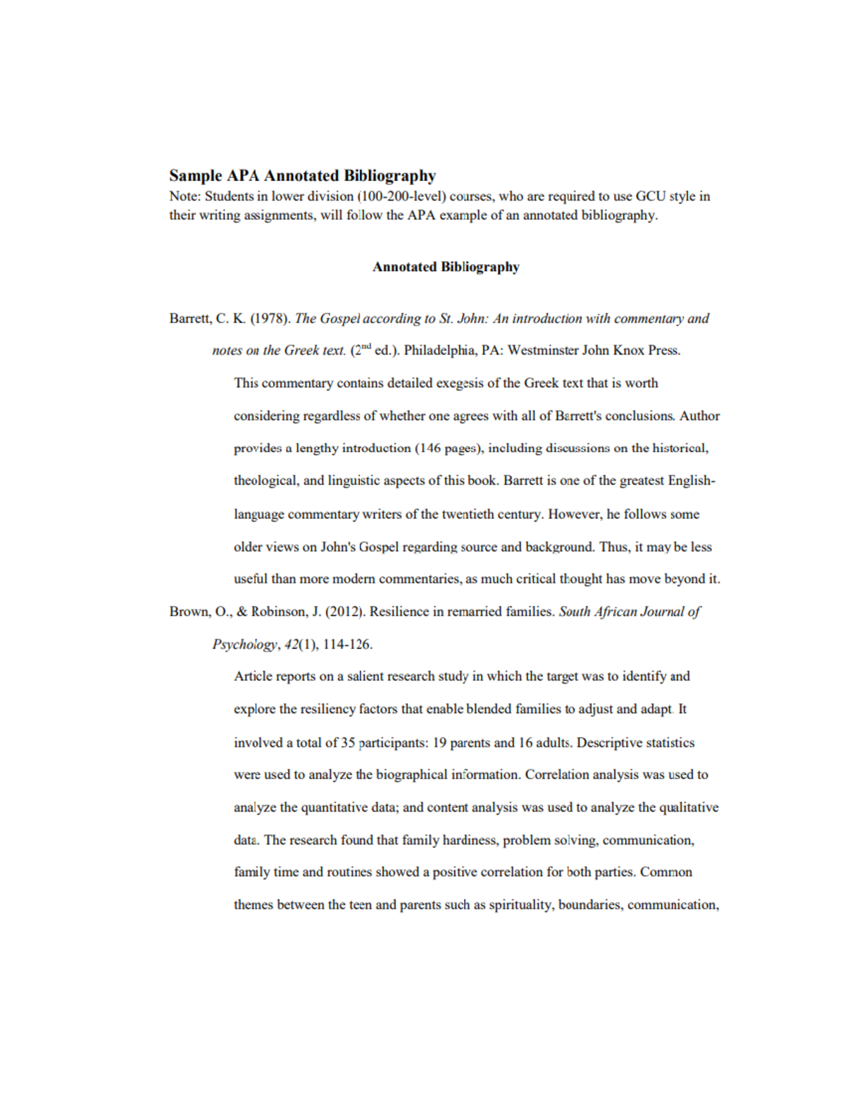 Annotated Bibliography Example - NUR 204 - Studocu