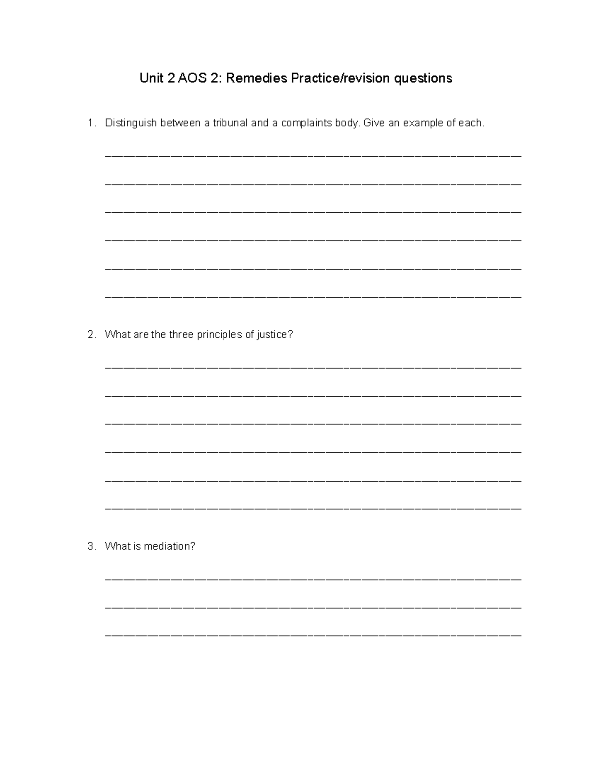 Unit 2 AOS 2 Remedies Practice revision questions - Unit 2 AOS 2 ...
