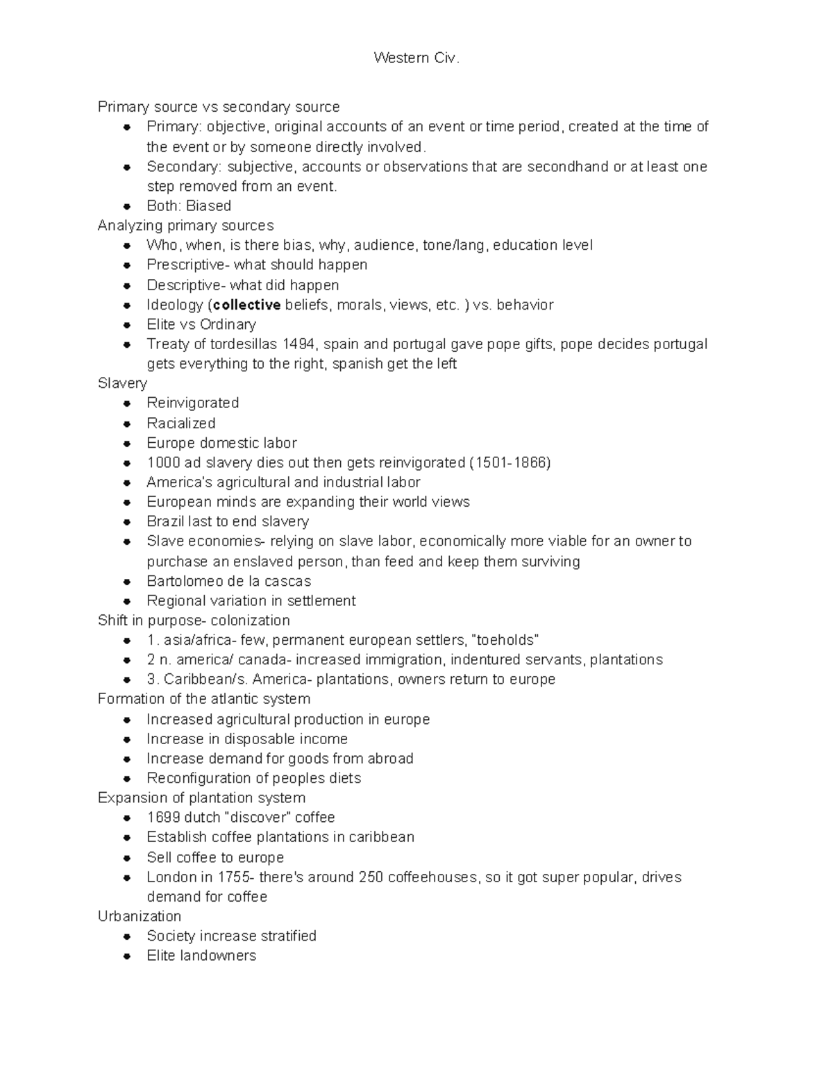 Western Civilization - cover historical events, colonization, slavery ...