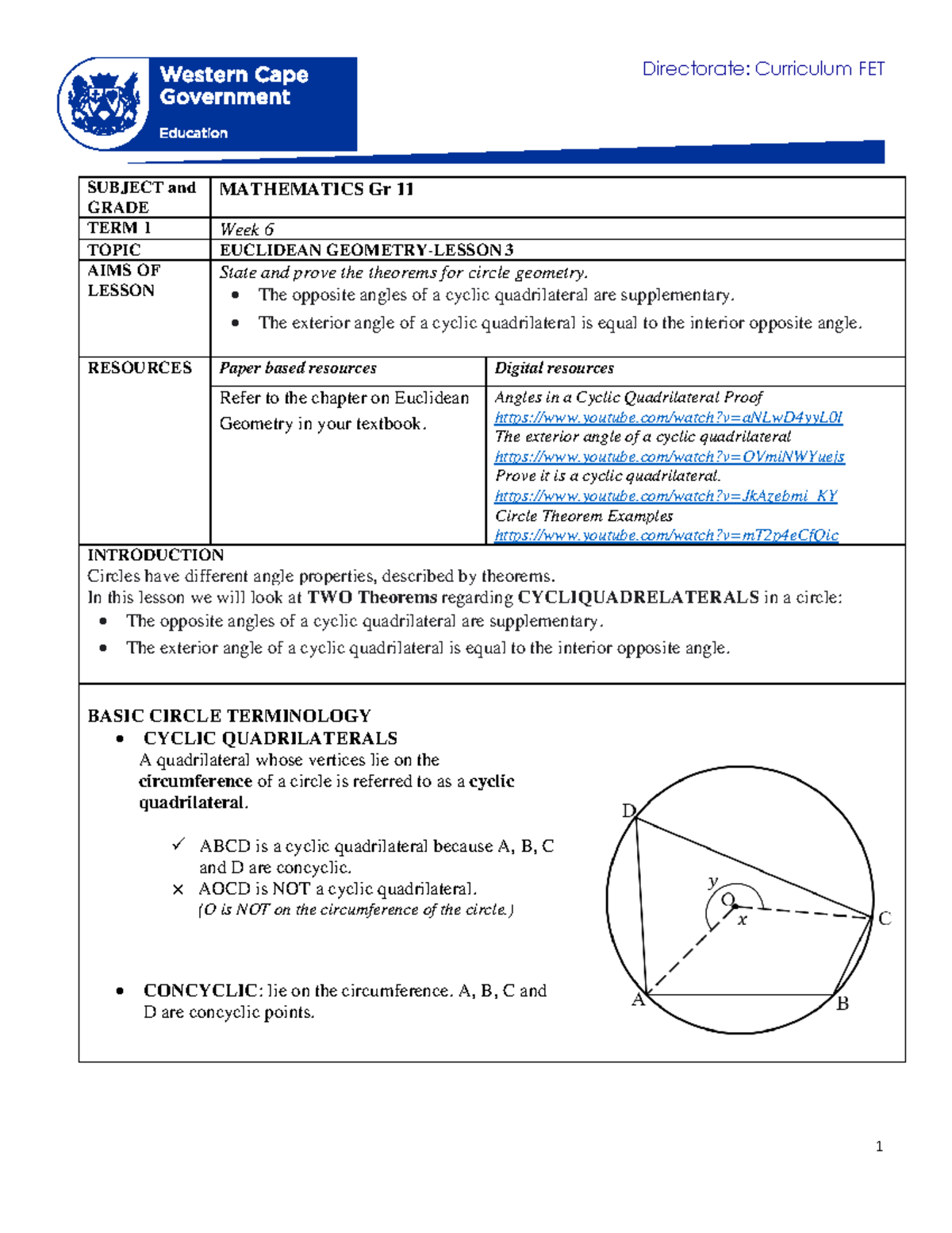 Mathematics Grade 11 Term 1 Week 6 2021 - Directorate: Curriculum FET ...