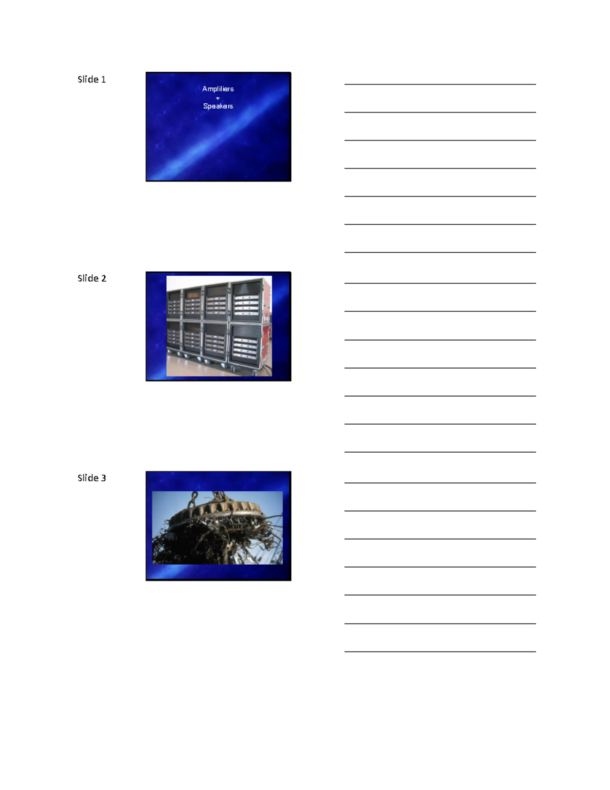 10 Speaker Notes - handouts and Power Points for the Lighting and Sound ...