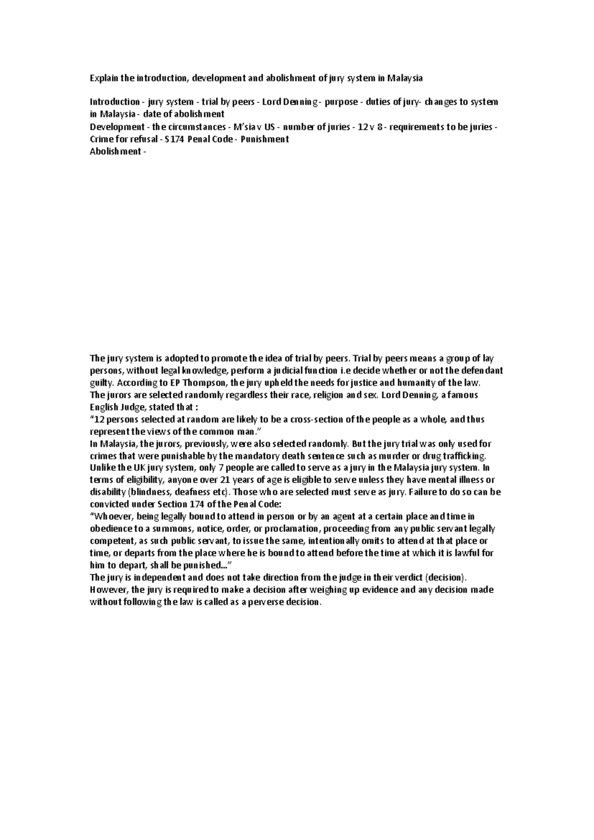 PIL0012 Tutorial 7 Jury System - Explain the introduction, development ...