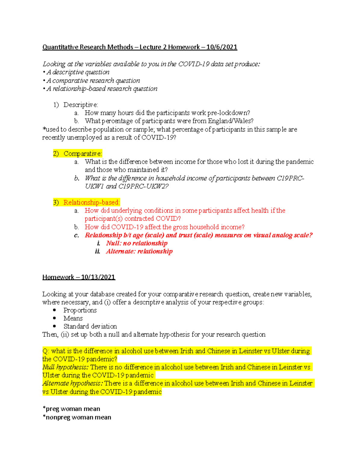 Quantitative Research HW 2021 1013 - Quantitative Research Methods ...