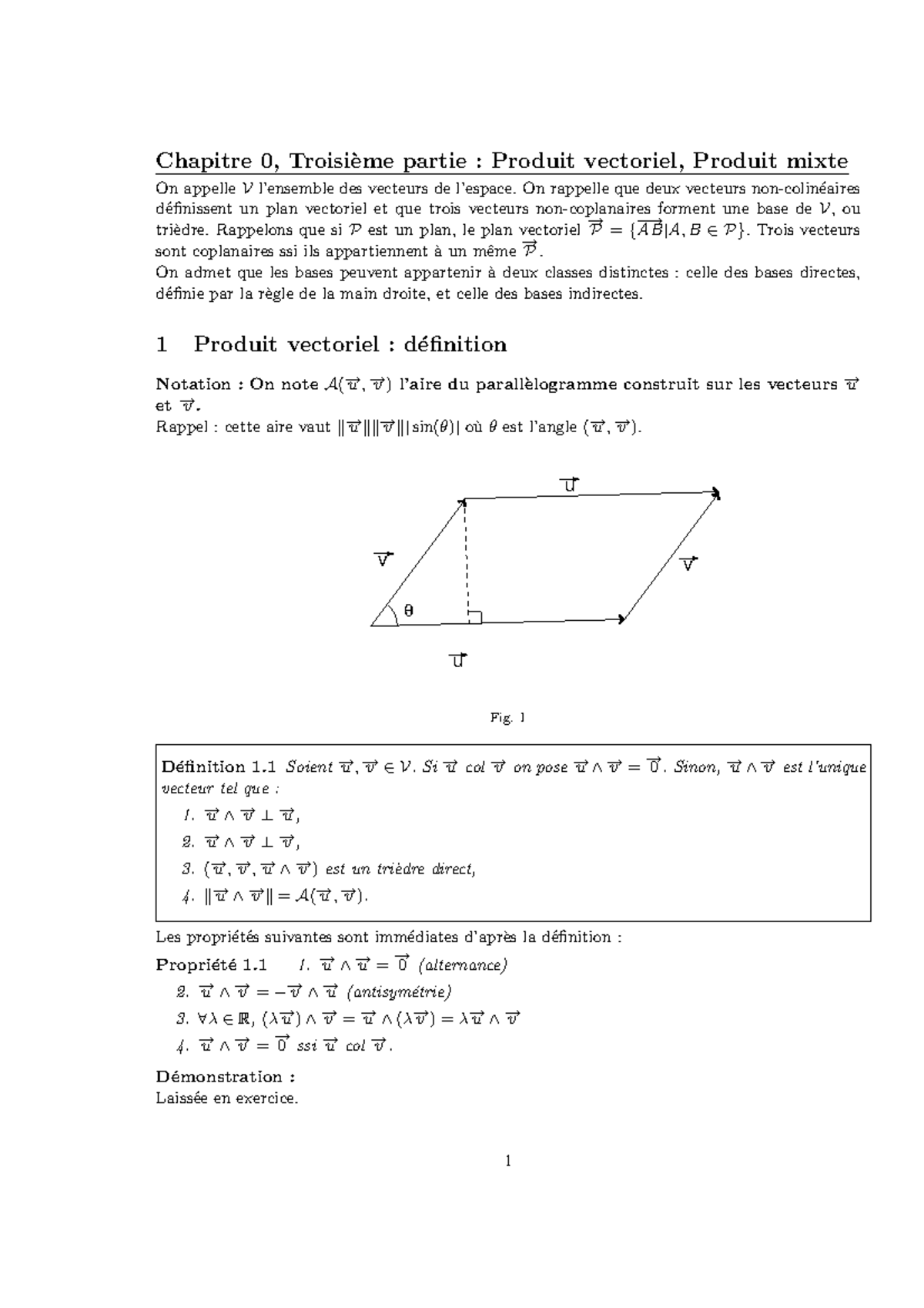 Produitvect - Produit vectoriel - Chapitre 0, Troisi`eme partie ...
