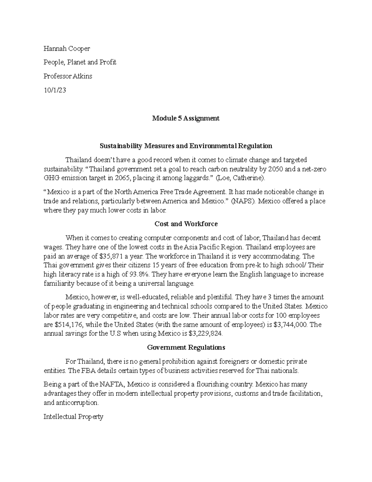Ppp mod 5 - module 5 coursework - Hannah Cooper People, Planet and ...